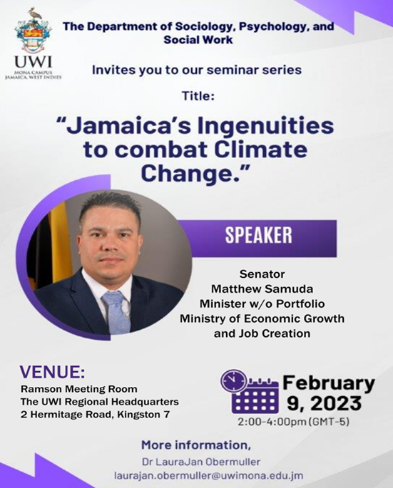 Spsw Department Seminar Series Senator Matthew Samuda Jamaicas